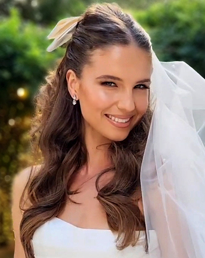 Wedding earrings - dainty pear crystal drops - Charm by Stephanie Brow ...