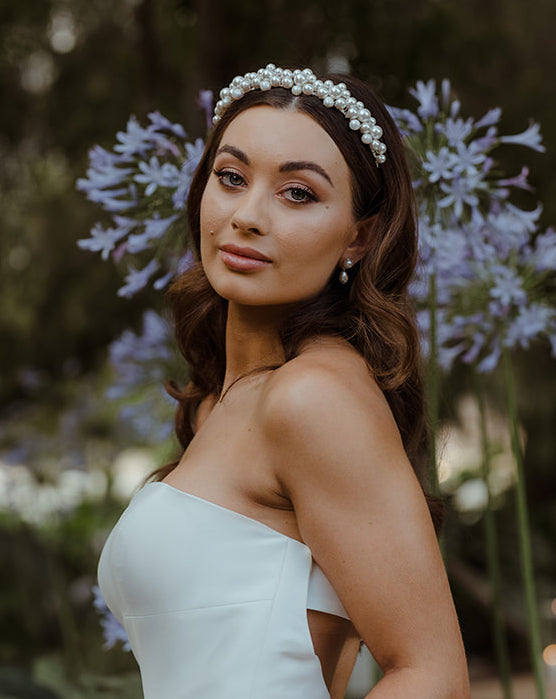 wedding headpiece - simple classic pearl clustered headband - Perla by ...